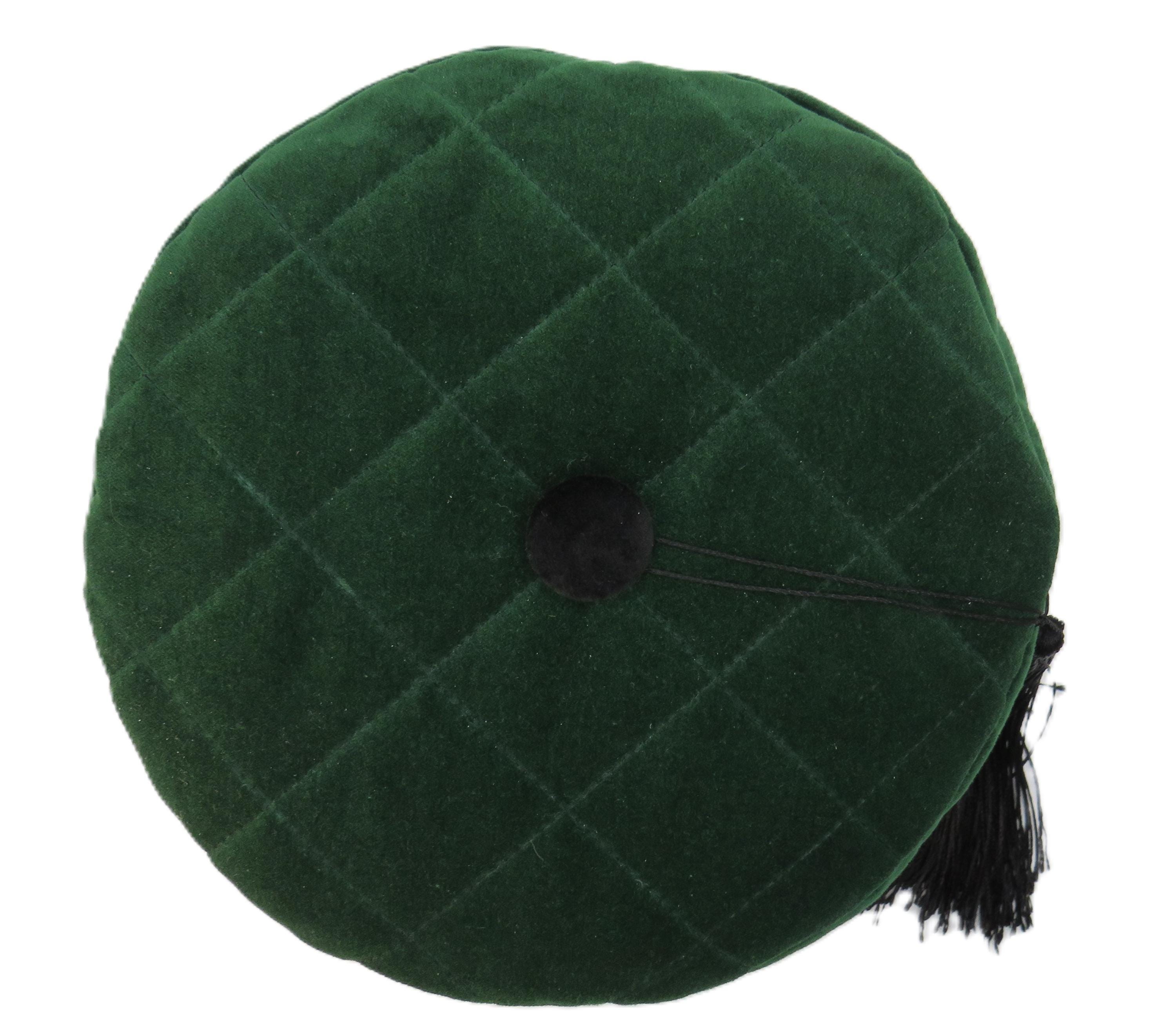 Green Velvet Quilted Smoking Cap With Black Silky Tassel Handmade to ...