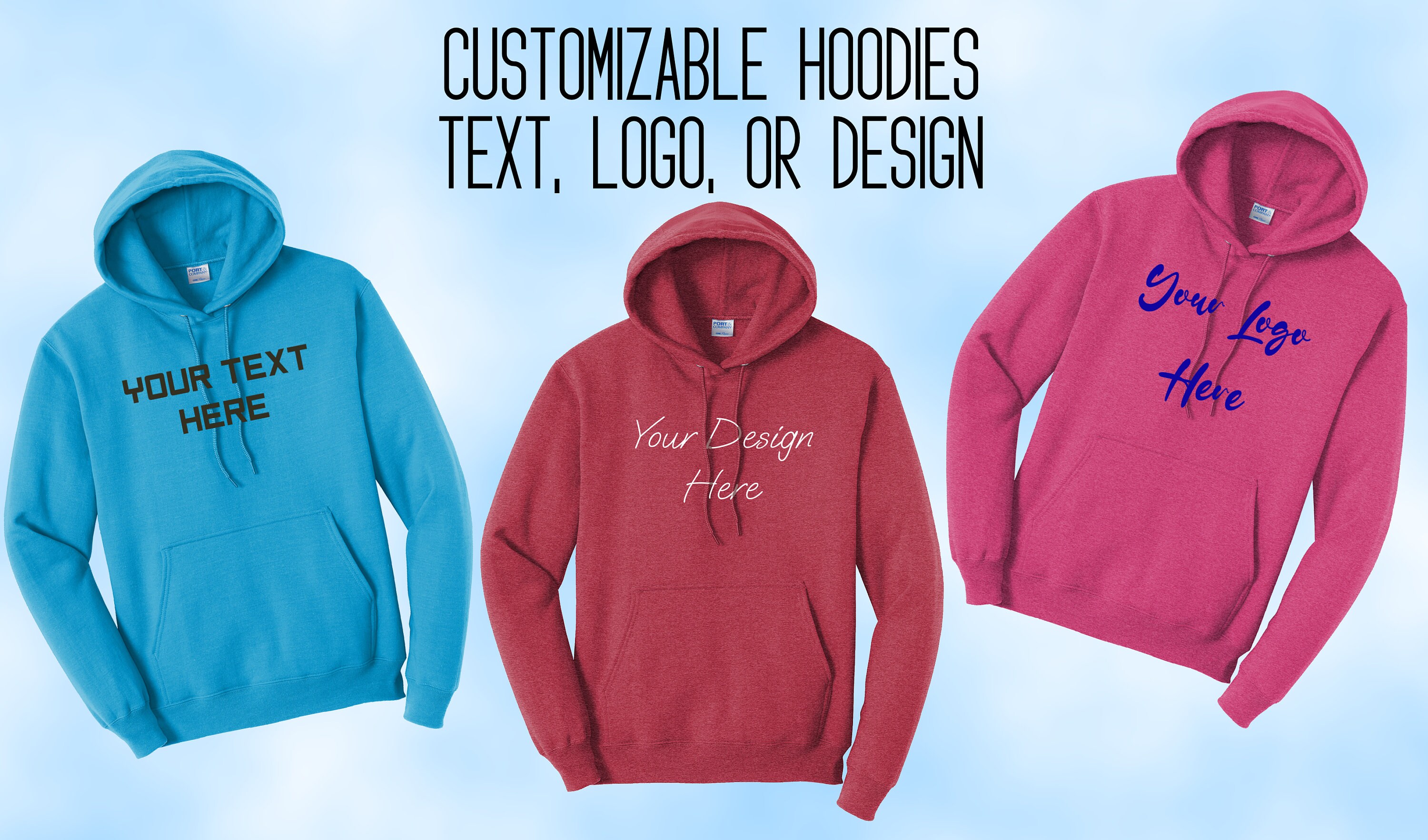 Custom Hoodie With Custom Logo, Text, or Design. Shirts All Sizes ...