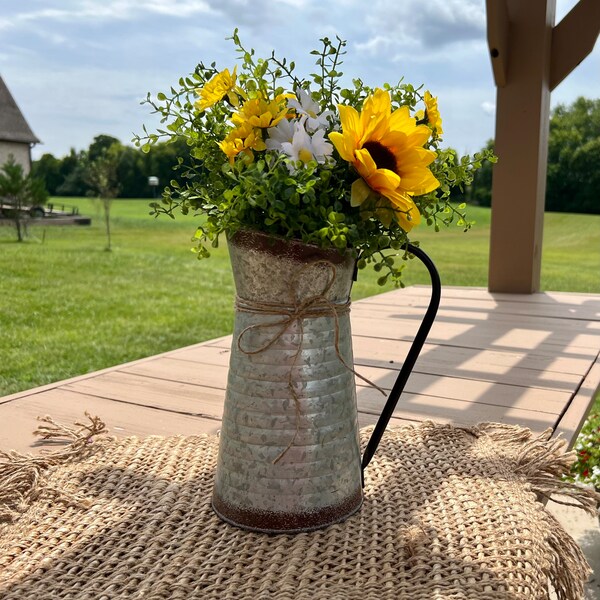Rustic Metal Pitcher - Etsy