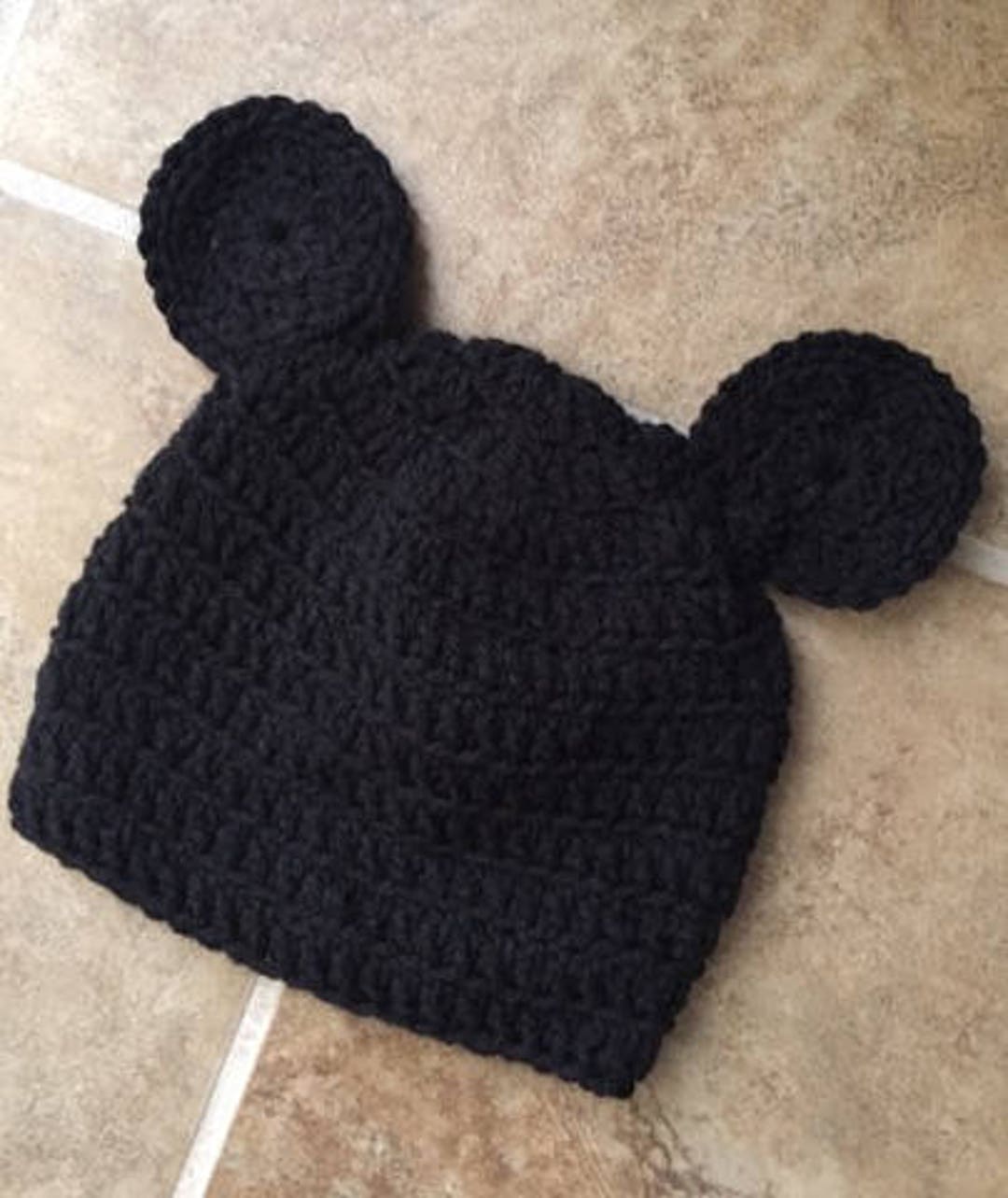 Mickey Hat, Crocheted Mickey Mouse Hat, Handmade Beanie, Halloween ...