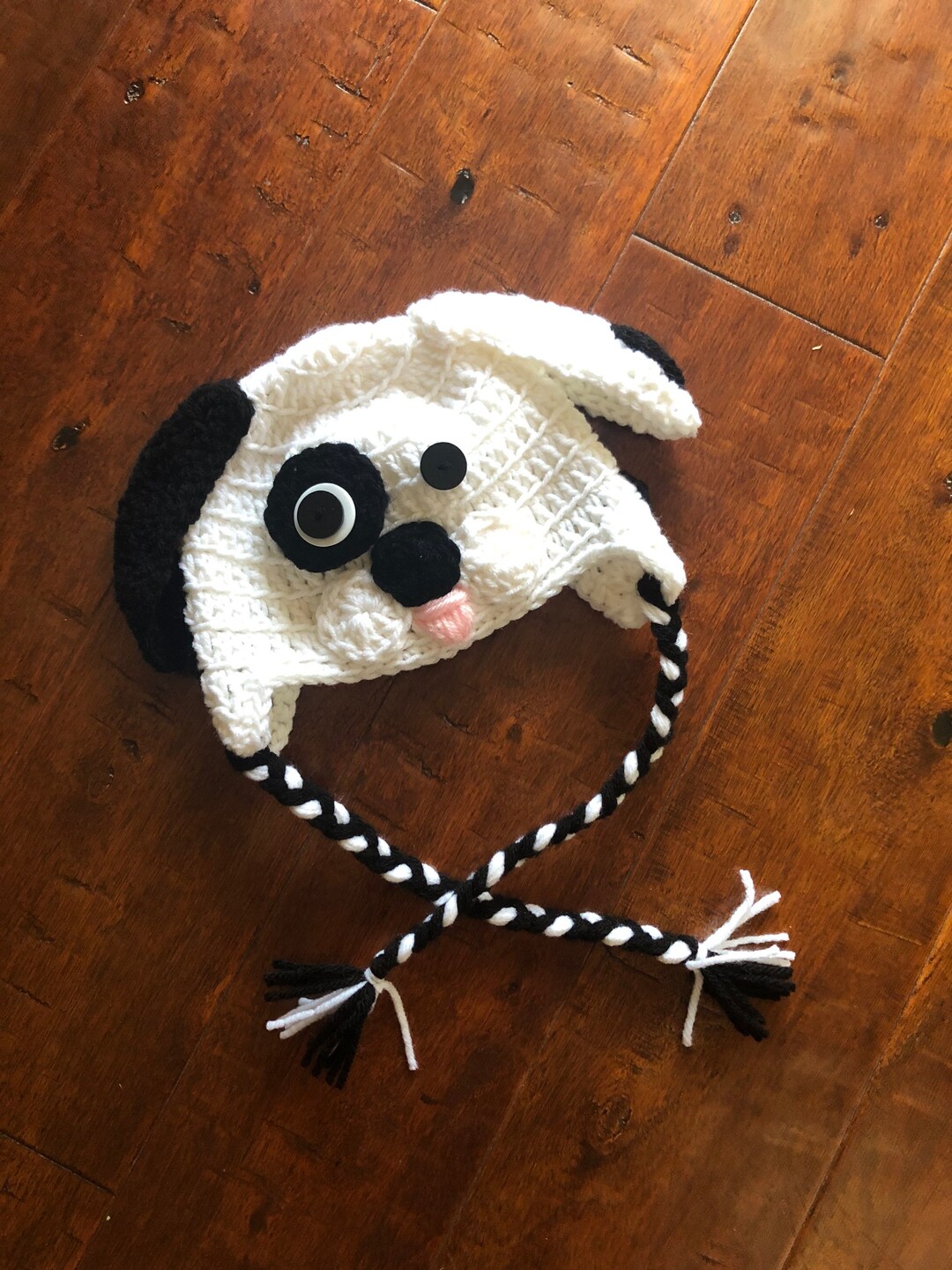 Crochet Dalmation Hat, Spotted Puppy Dog Hat With Ear Flaps, Halloween ...