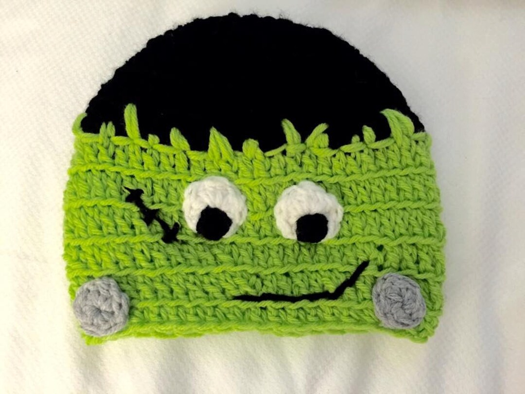 Crocheted Frankenstein Hat, Halloween Hat, Costume Hat, Frankenstein ...