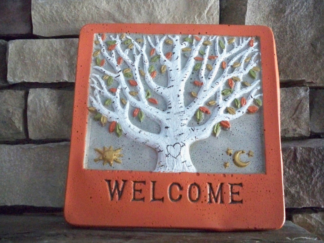 Welcome Plaque/concrete, Welcome Yard Art, Garden Decor - Etsy