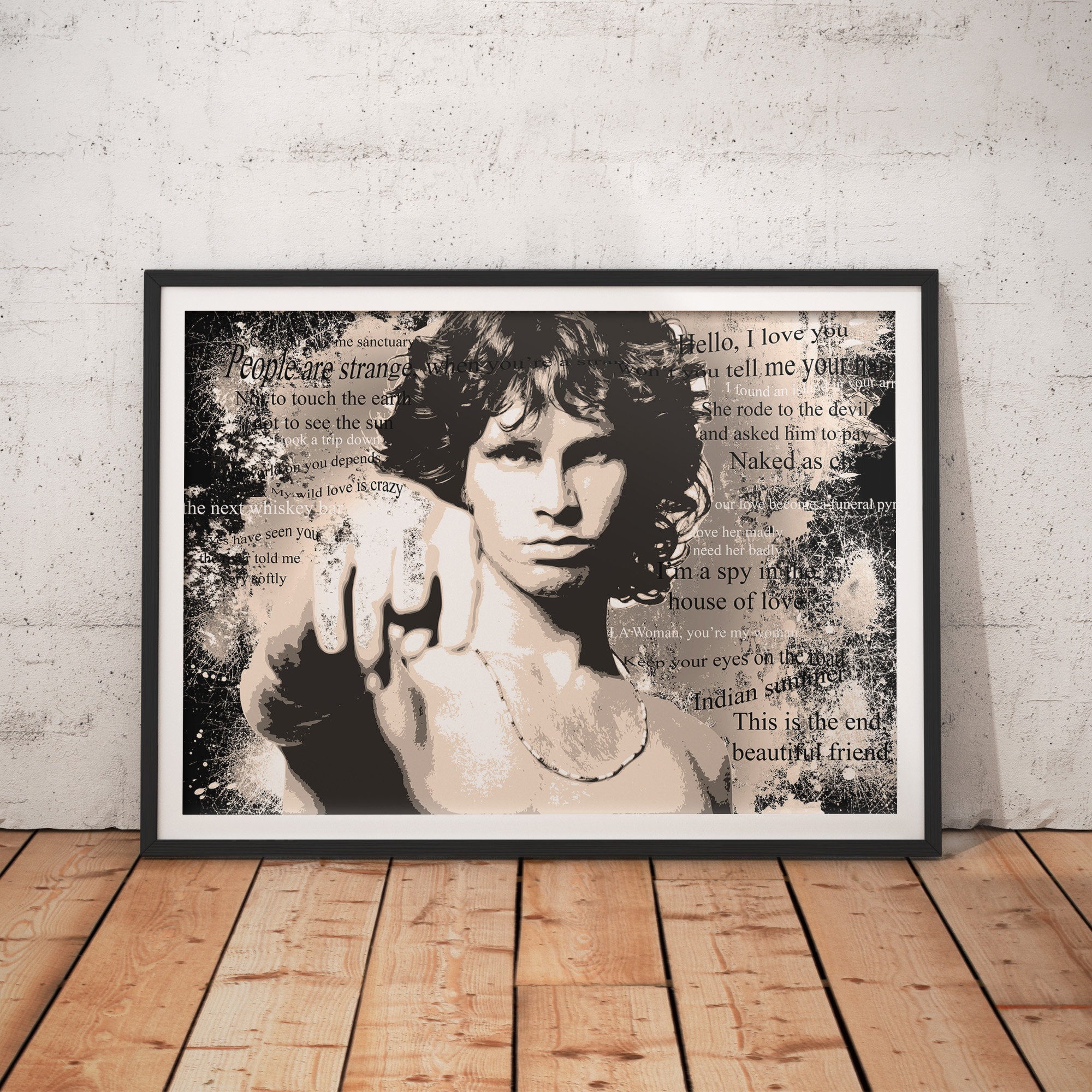 Jim Morrison the Doors Stylish Song Lyrics Artwork Print Sepia Wall Art ...