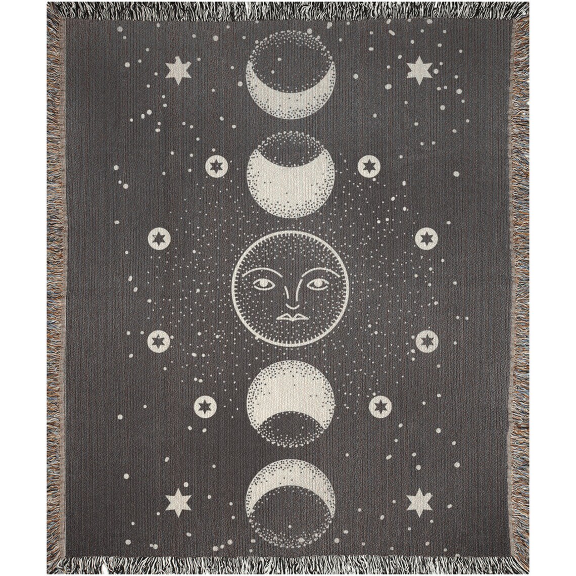 Moon Phases Woven Blanket Moon and Stars Throw Couch - Etsy