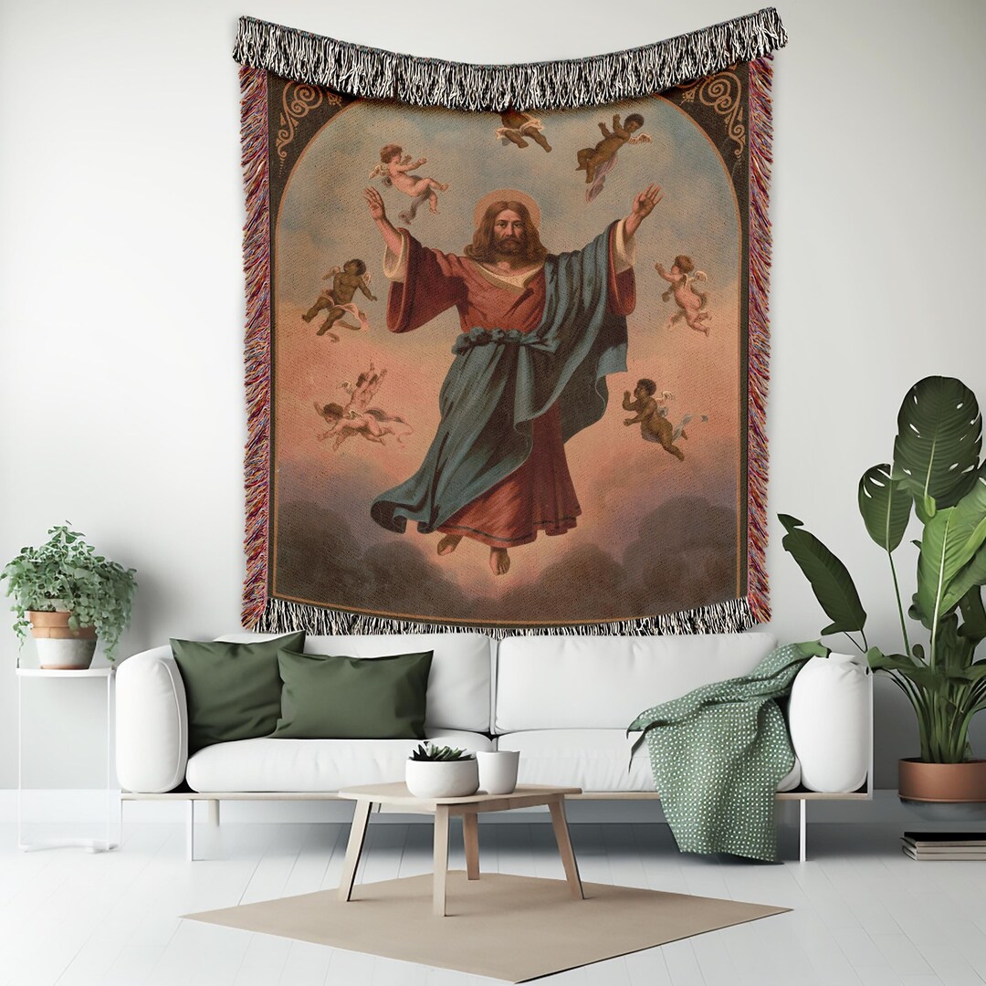 Jesus Blanket, Woven Blanket With Fringe, Christian Gift, Jesus Christ ...