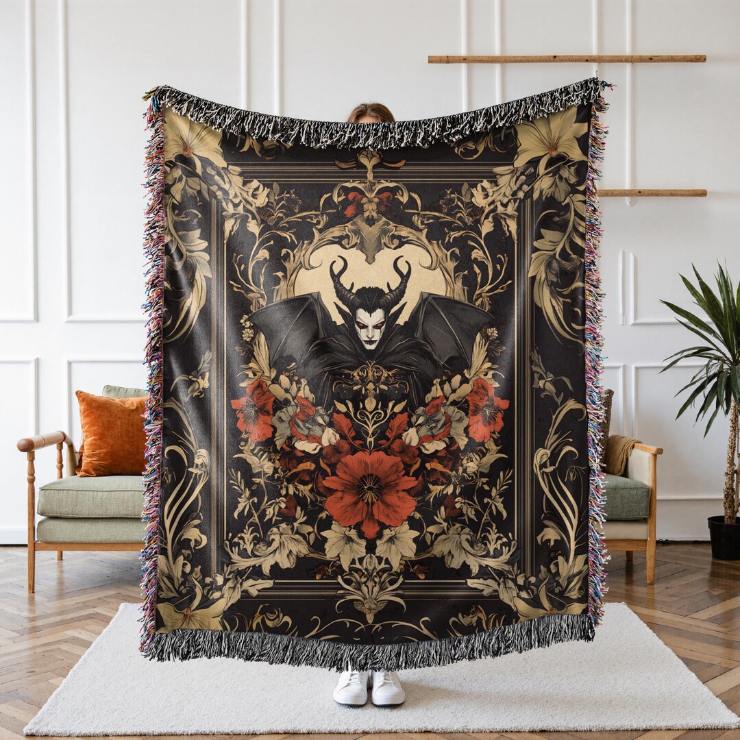 Vampire Blanket, Gothic Decor, Woven Blanket, Fictional Character, Dark ...