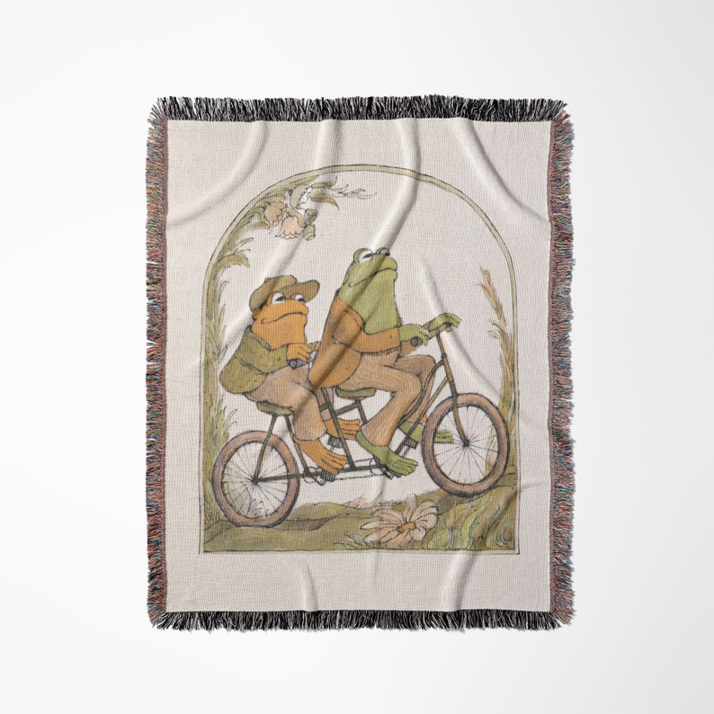 Frog and Toad Woven Blanket Toad and Frog on A Bicycle - Etsy