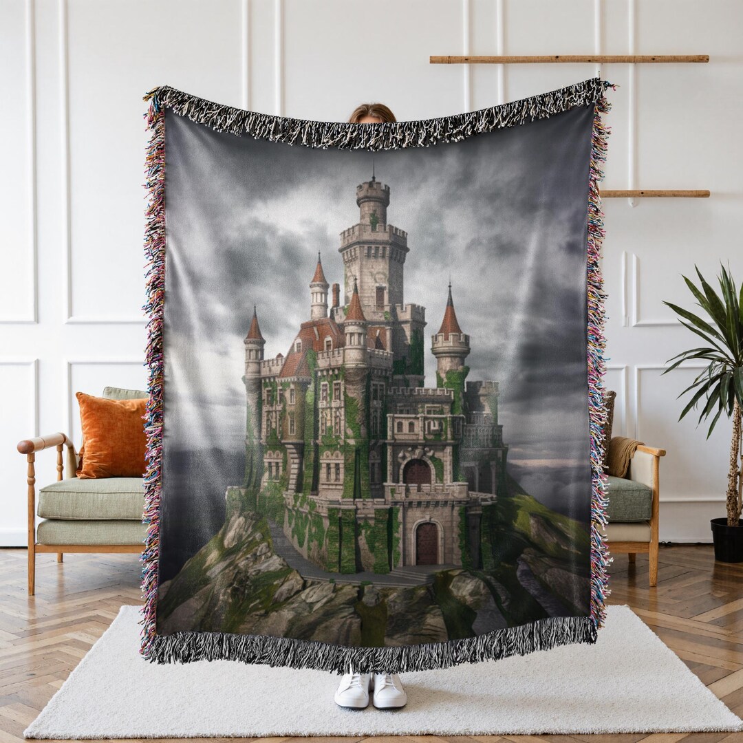 Medieval Castle Woven Blanket, Castlecore Decor, Gothic Royal Cozy ...