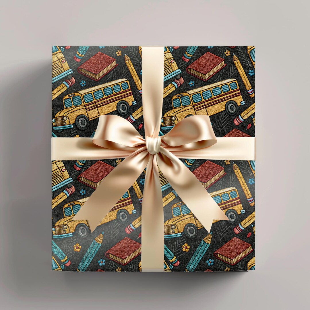 School-themed Wrapping Paper, Teacher Gift Wrap, School Bus Driver ...