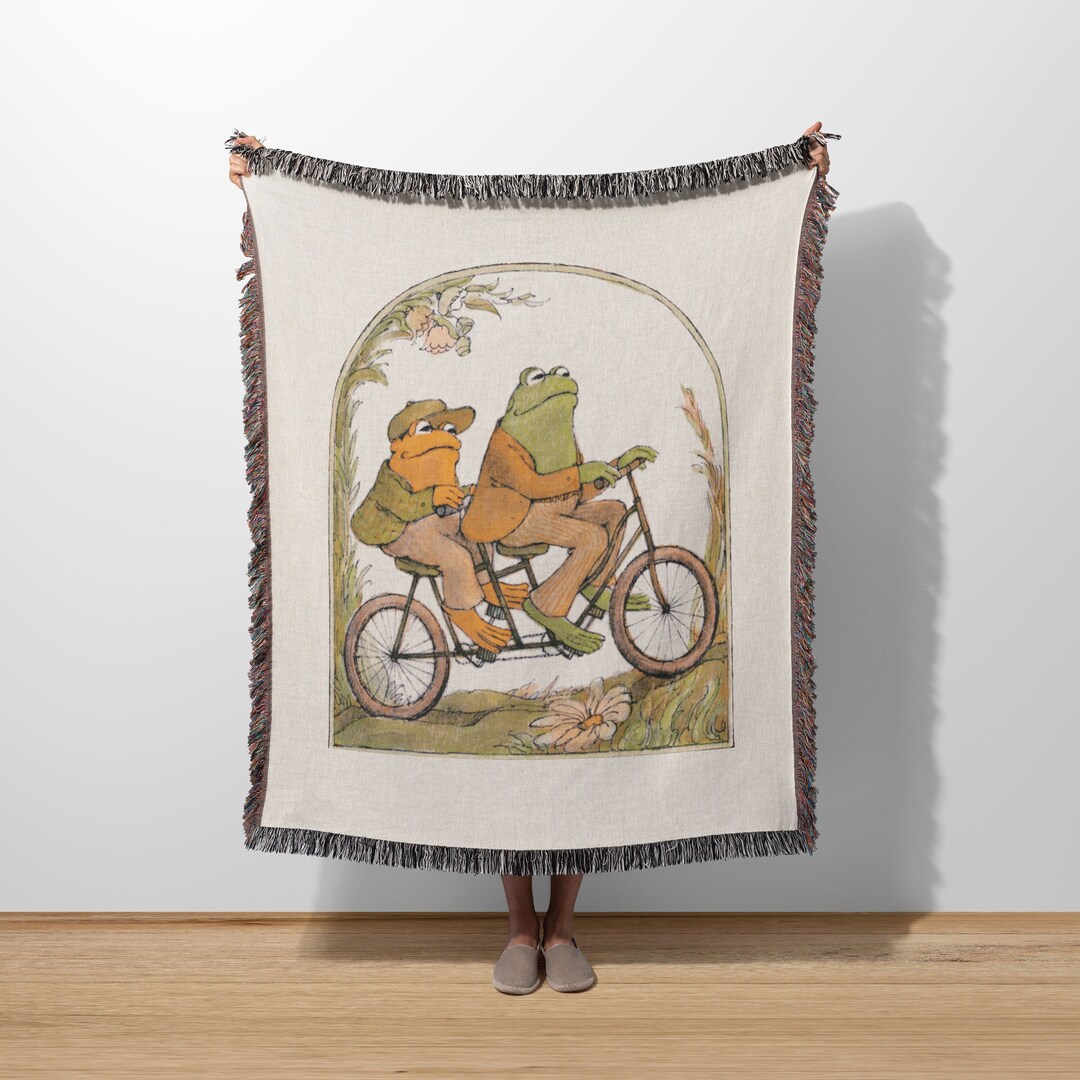 Frog and Toad Woven Blanket Toad and Frog on A Bicycle - Etsy