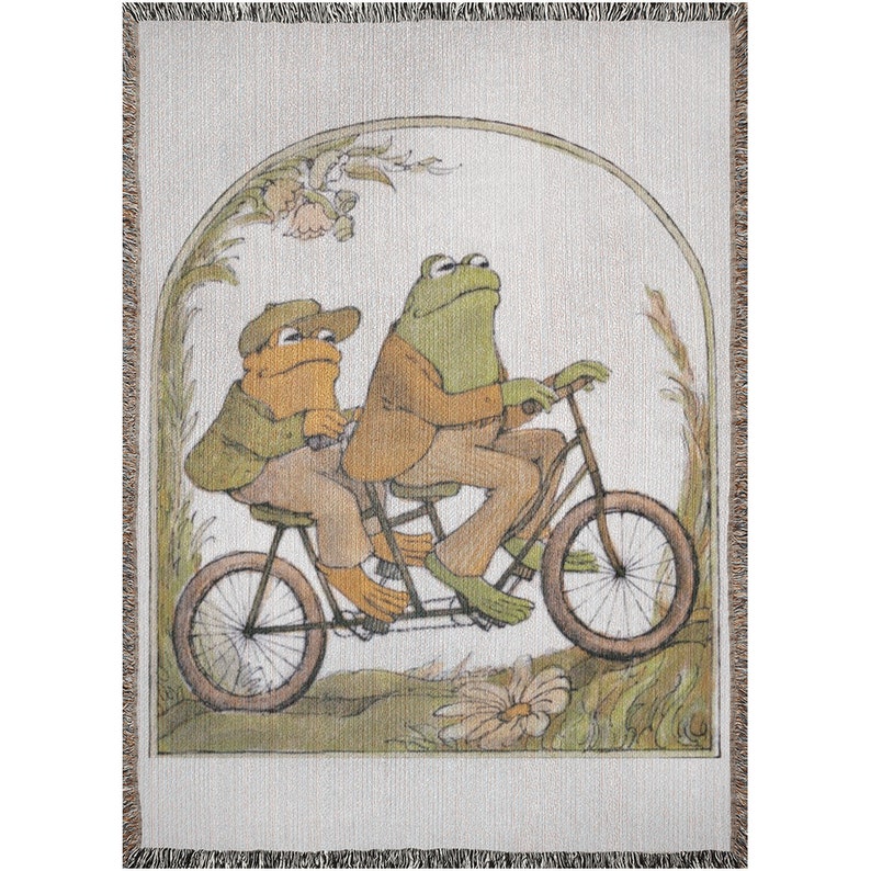 Frog and Toad Woven Blanket Toad and Frog on A Bicycle - Etsy