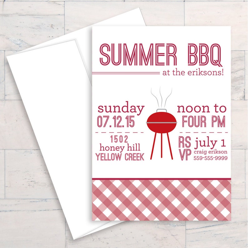 Summer Party BBQ Invitation Printable Invitation Barbecue | Etsy