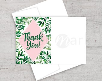 Watercolor Tropical Palm Leaves Thank You Cards Rustic - Etsy