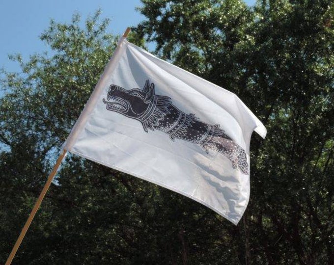 Outdoor Flag, Ancient Pagan Dacian Wolf Standard Draco, Black White ...