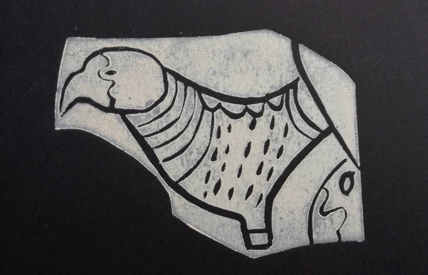 Ancient Dacian Painted Shard, Small Linocut Print, Black White, History ...