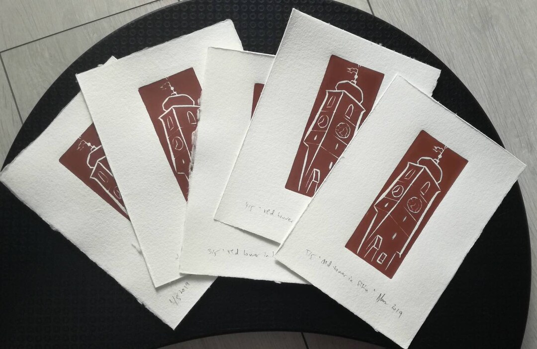 Sibiu Tower Linocut Print: Transylvania Art on Handmade Paper - Etsy