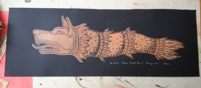 Draco Dacian Ancient Symbol, Large Linoleum Print, Historical Unique ...