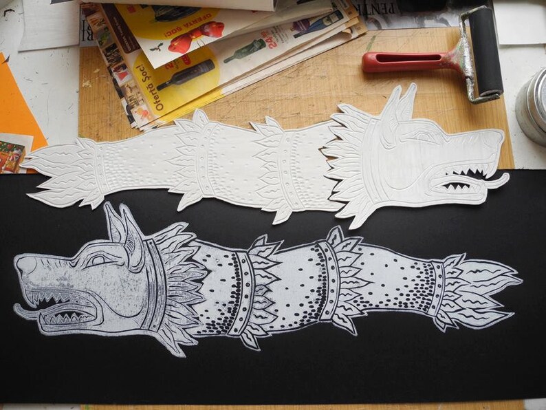 Draco Dacian Ancient Symbol Large Linoleum Print Historical - Etsy Denmark