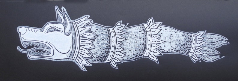 Draco Dacian Ancient Symbol, Large Linoleum Print, Historical Unique ...