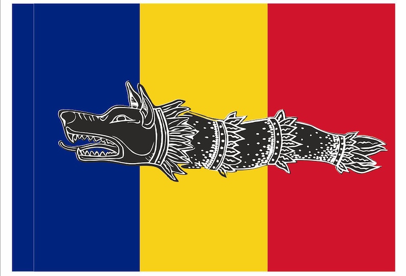 Romanian Flag: Dacian Draco Wolf Standard, Weather Resistant Textile ...