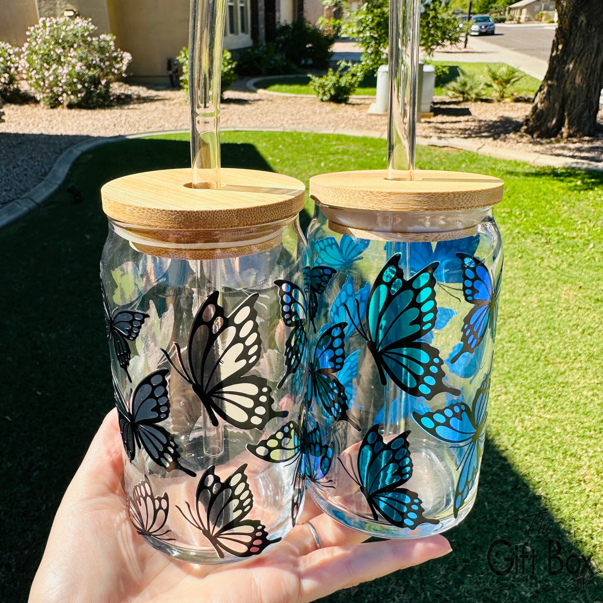 Holographic Butterfly 16oz Glass Cup|butterfly Lover|coffee Addict ...