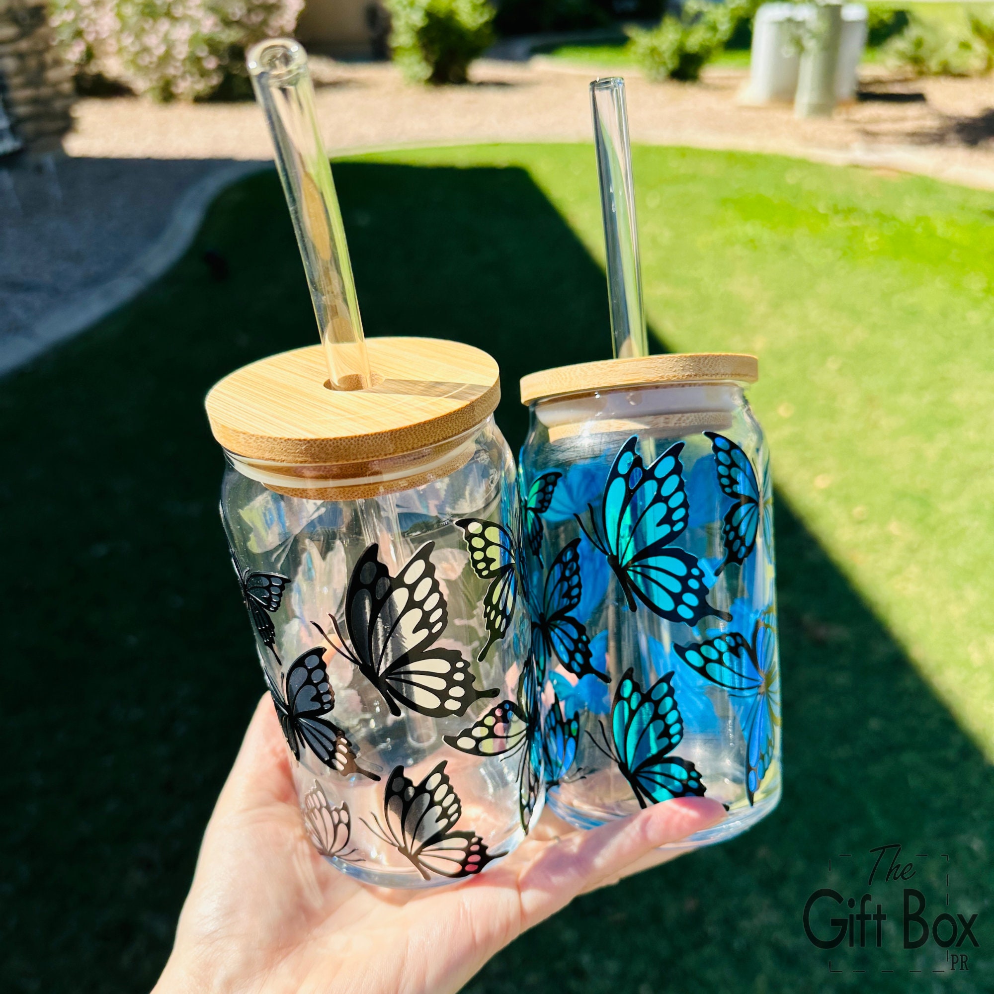Holographic Butterfly 16oz Glass Cup|butterfly Lover|coffee Addict ...