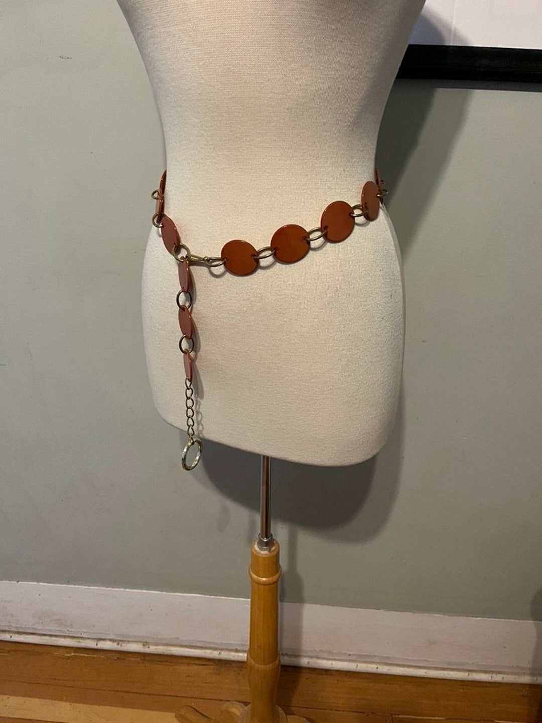 Slinky Fun 70s Orange/rust Plastic Disc Chain Belt/adjustable Size ...