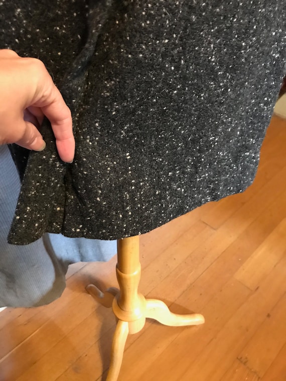 Fleck Pattern 50s Wool Wiggle Skirt, Nubby 50s Charco… - Gem