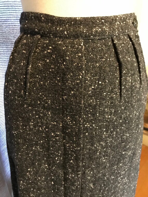 Fleck Pattern 50s Wool Wiggle Skirt, Nubby 50s Charco… - Gem