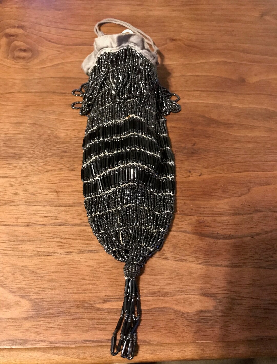 1920s Black & Silver Beaded Reticule Purse/ 10s - 20s Steel Cut Metal ...