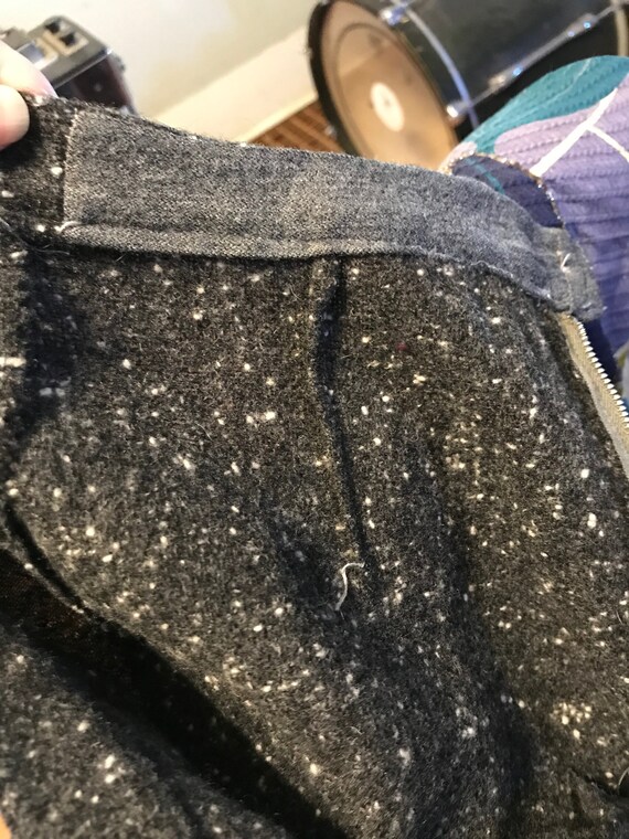 Fleck Pattern 50s Wool Wiggle Skirt, Nubby 50s Charco… - Gem