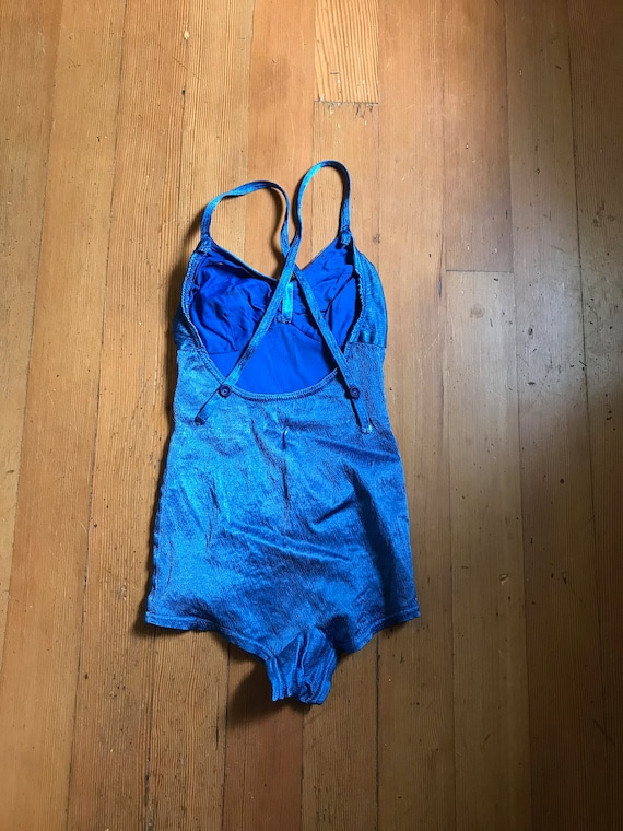 Gorgeous, As-Is, 1930s Blue Satin Lastex One-Piece Sw… - Gem