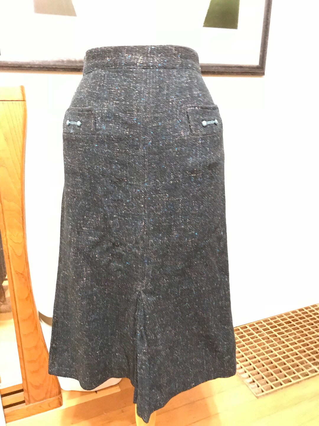 Super Sexy Secretary 50s Charcoal Wool Flecked With Teal Pencil Skirt ...