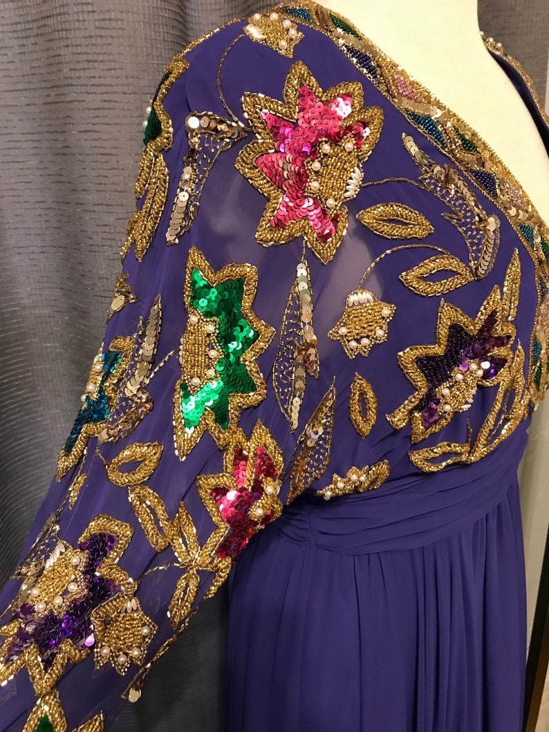 VOLUP Victoria Royal Ltd. Purple Layered Chiffon Gown With | Etsy