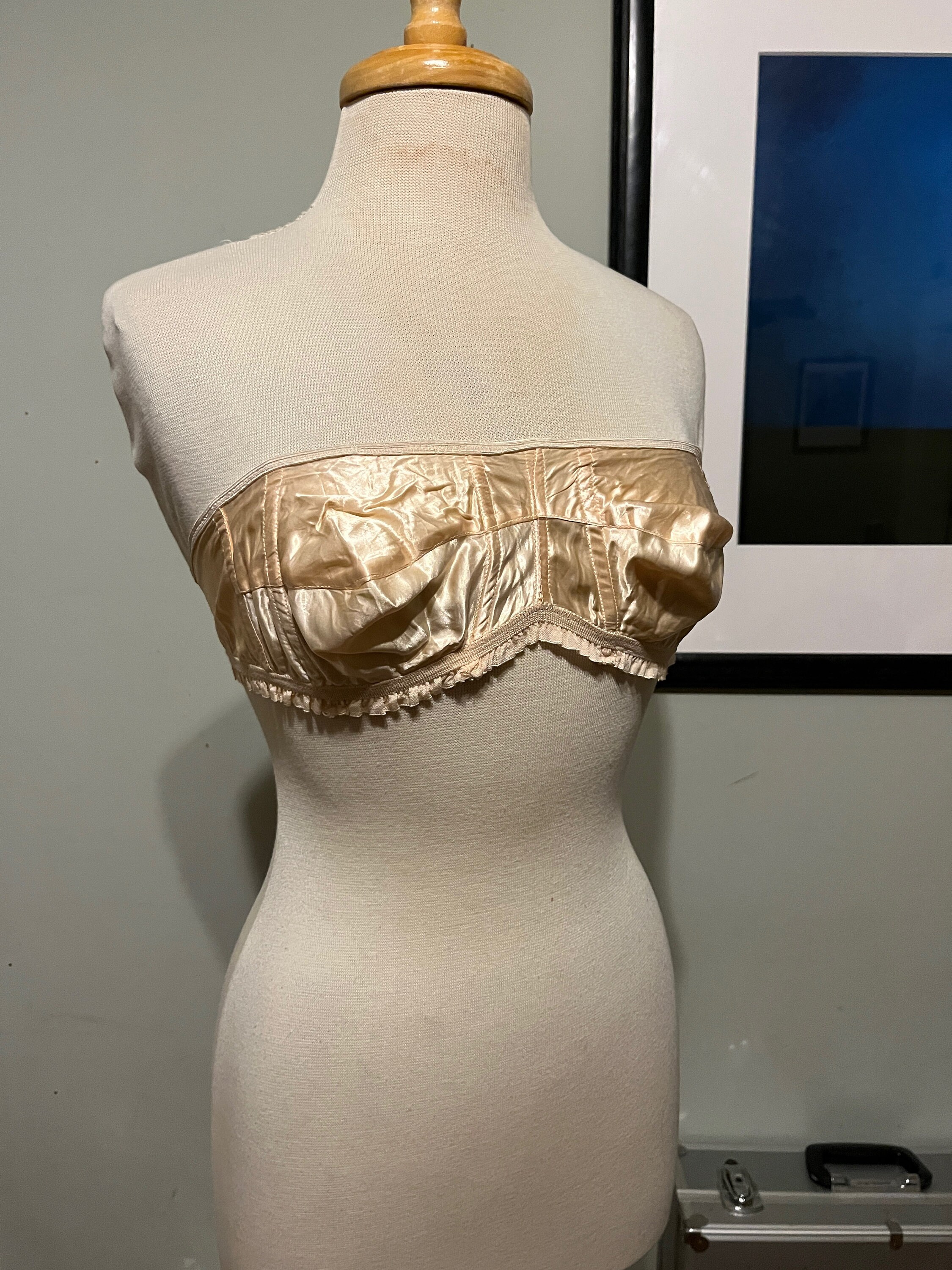 30s 40s Peach Strapless Satin Bra With Metal Hardware and - Etsy