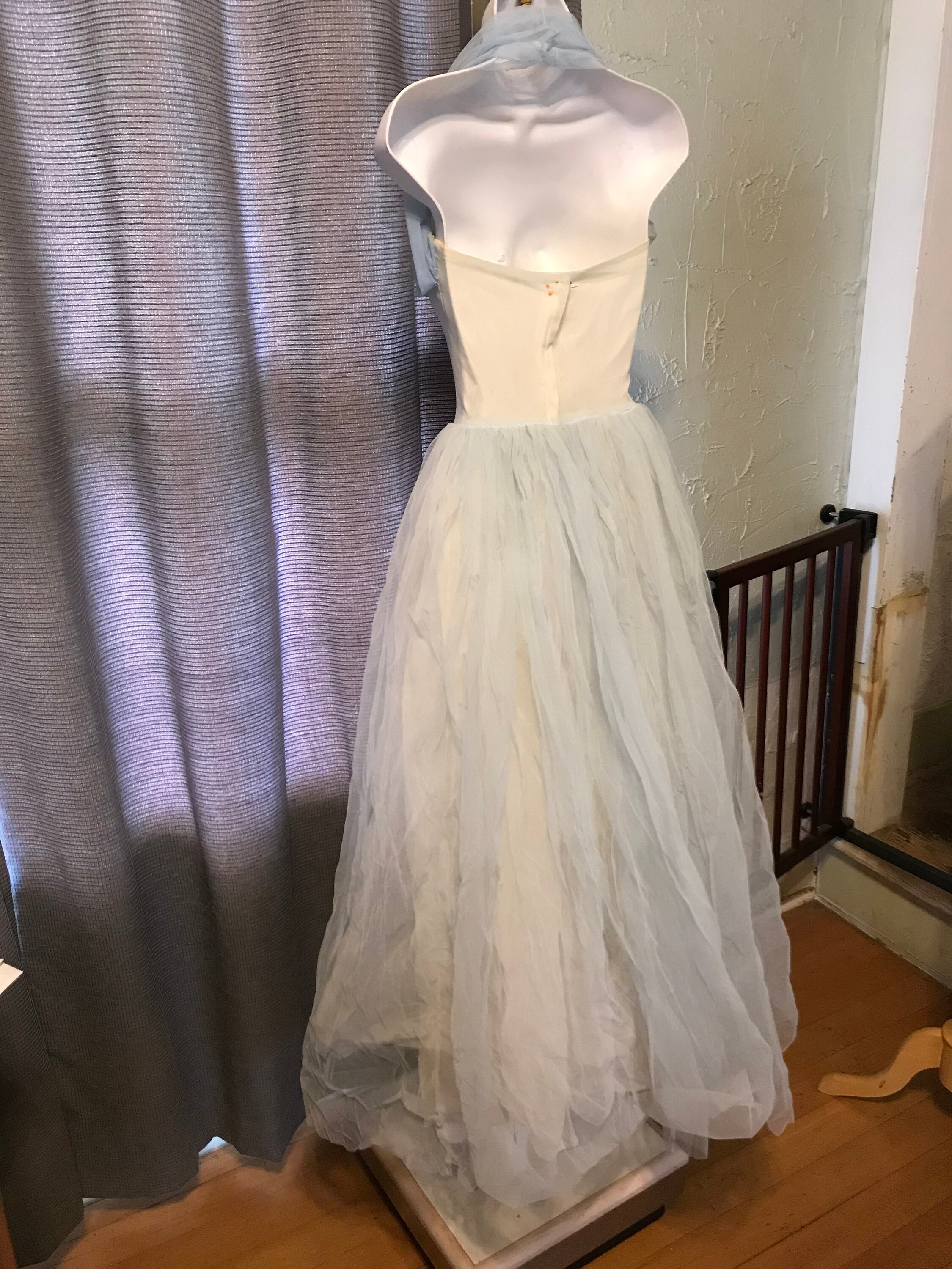 Icey Blue 1950s Disney Princess Prom Formal Full Length Gown With Tulle ...