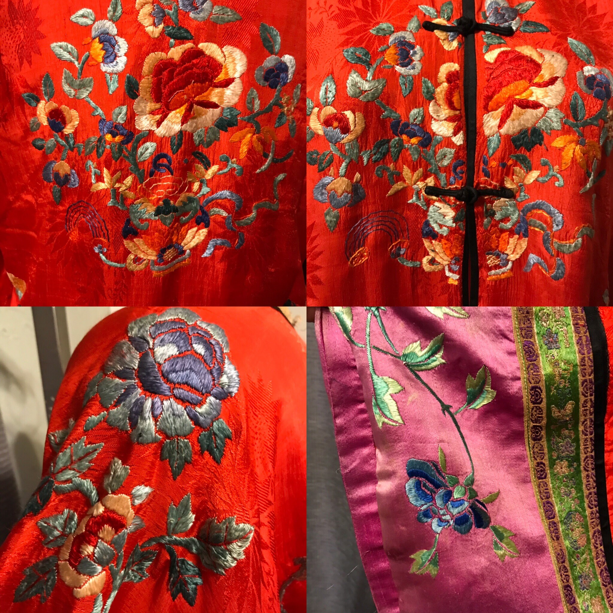 20s Red Pongee Silk Chinese Export Beach Pajamas with | Etsy