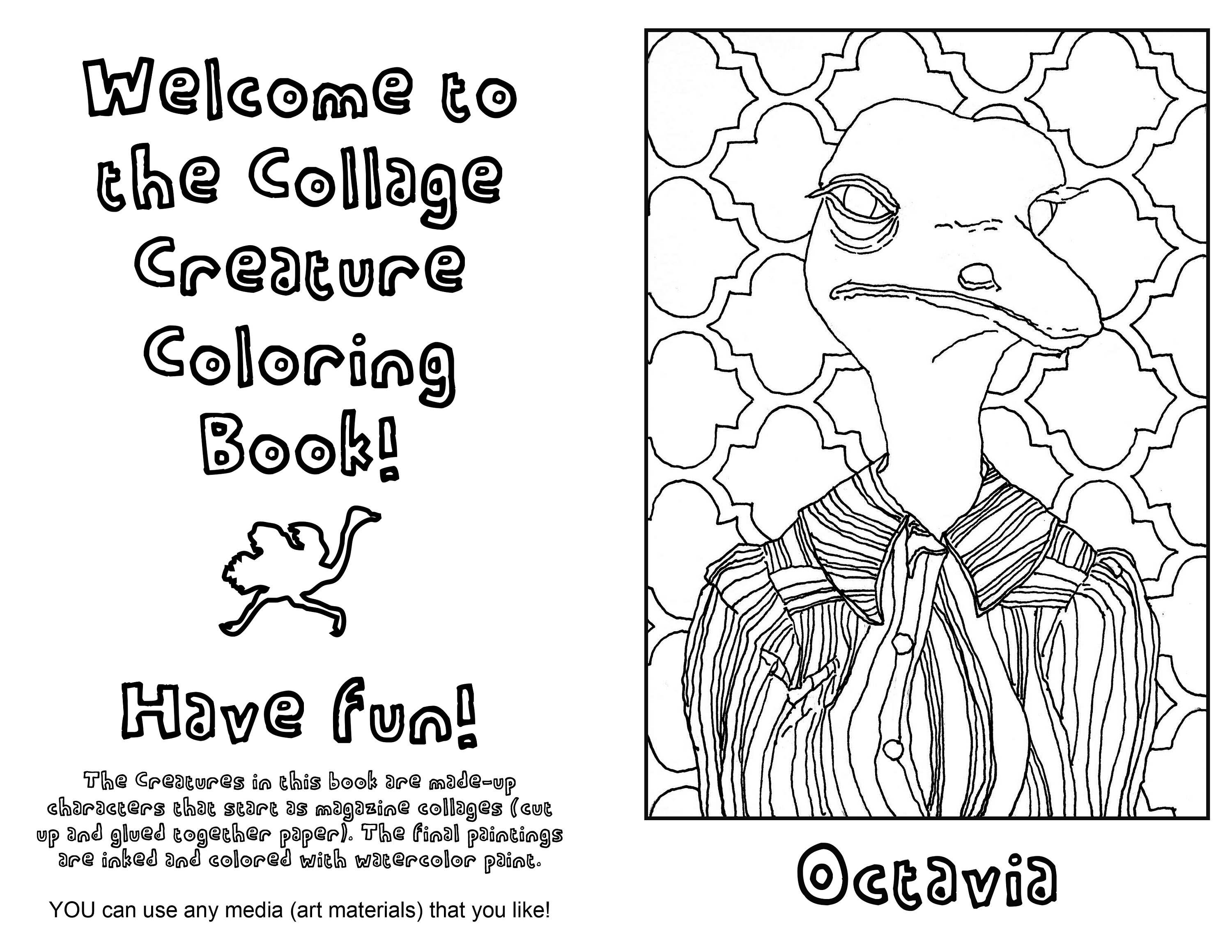 Whimsical Collage Creature Coloring Book - Digital Download - Etsy