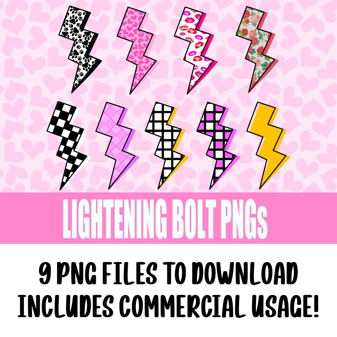 Lightening Bolt Doodles Png Pack | Digital Download, Lightening Bolt ...