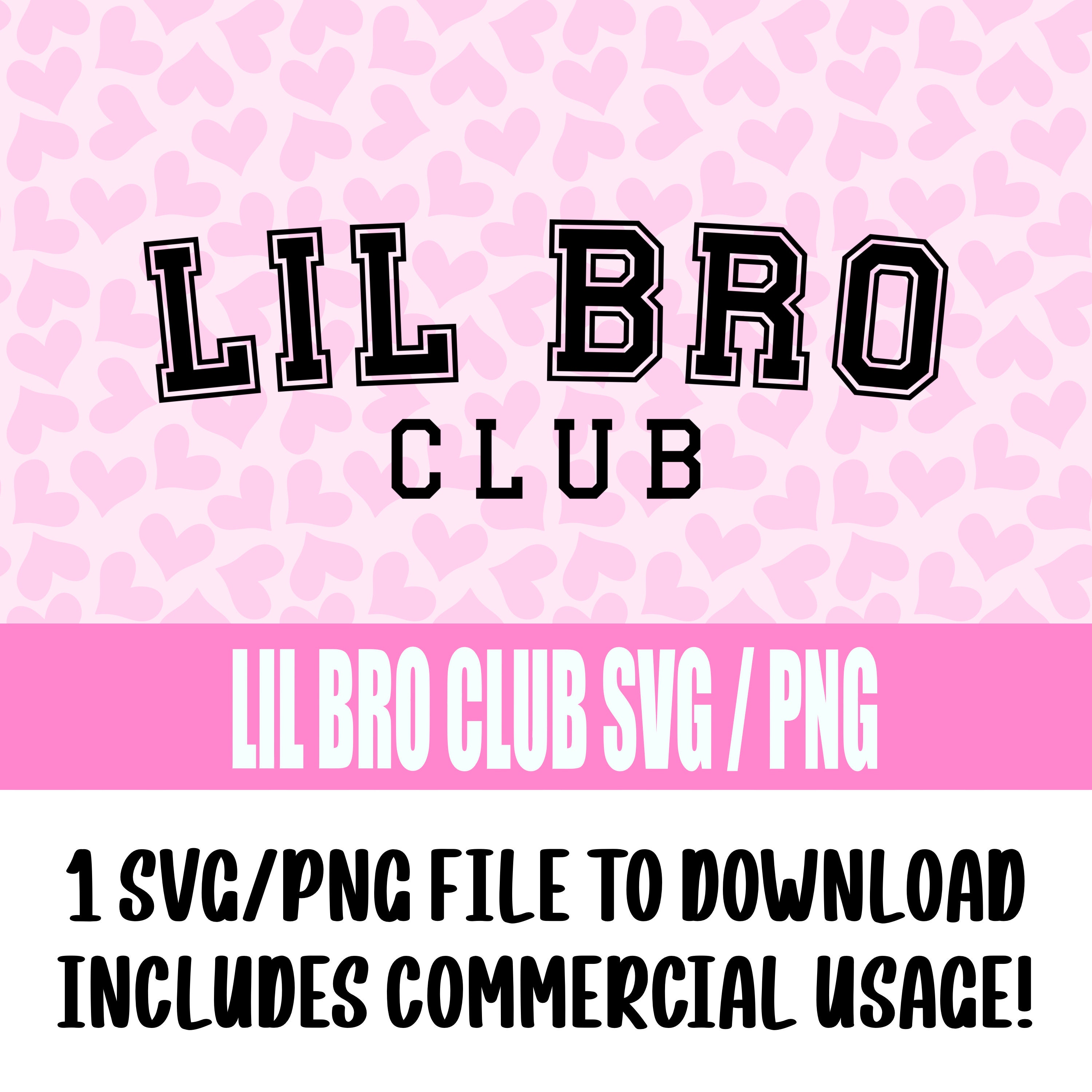 Lil Bro Club SVG/PNG | Retro Varsity Brother Design (digital Download ...