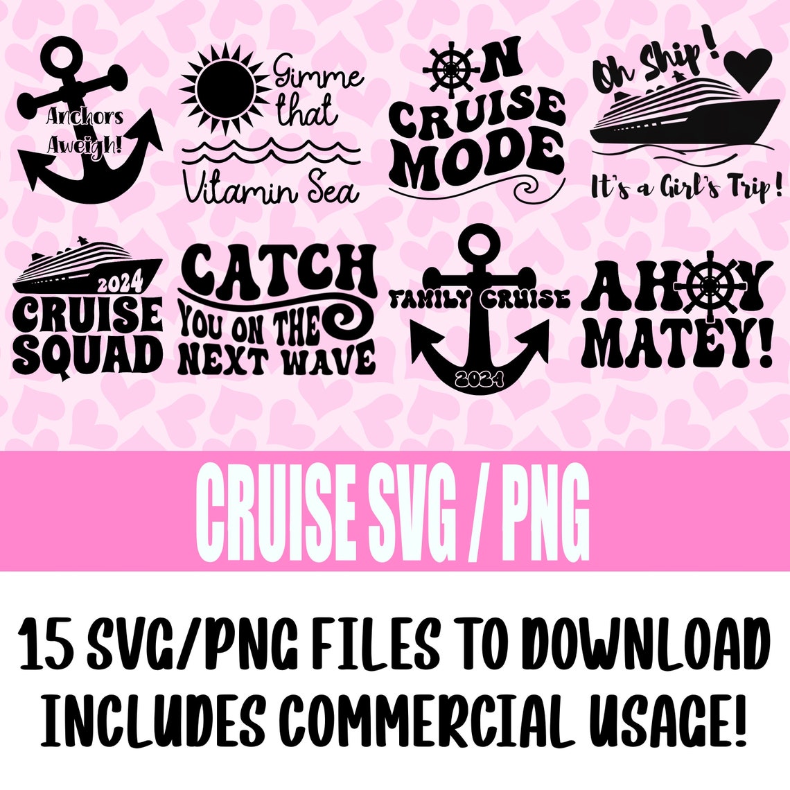 15 Cruise Svgs / Png Pack Digital Download, Cruise Ship SVG, Cruise ...