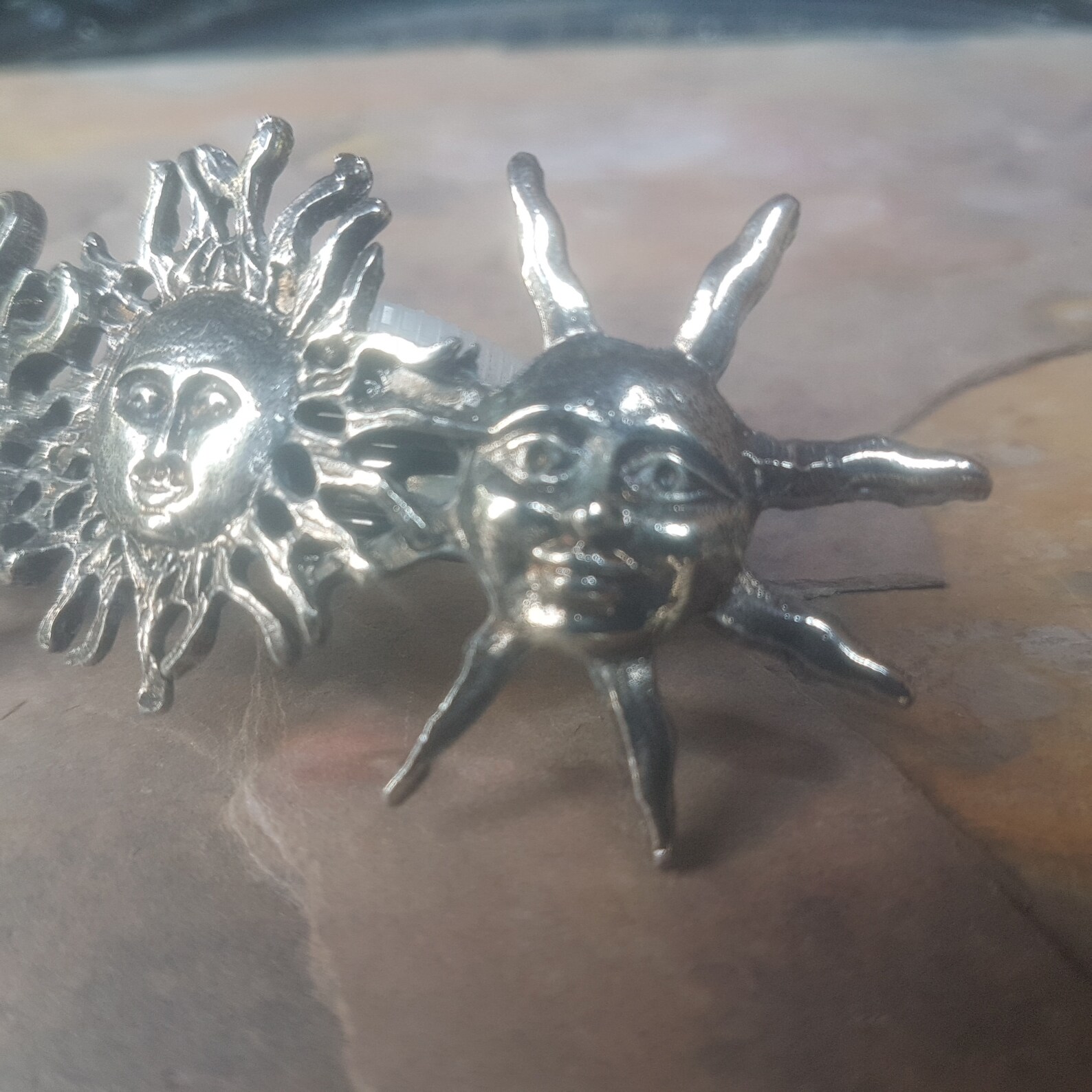 Vintage NOS Metal Pewter Three-faced Sun Hair Barrette - Etsy