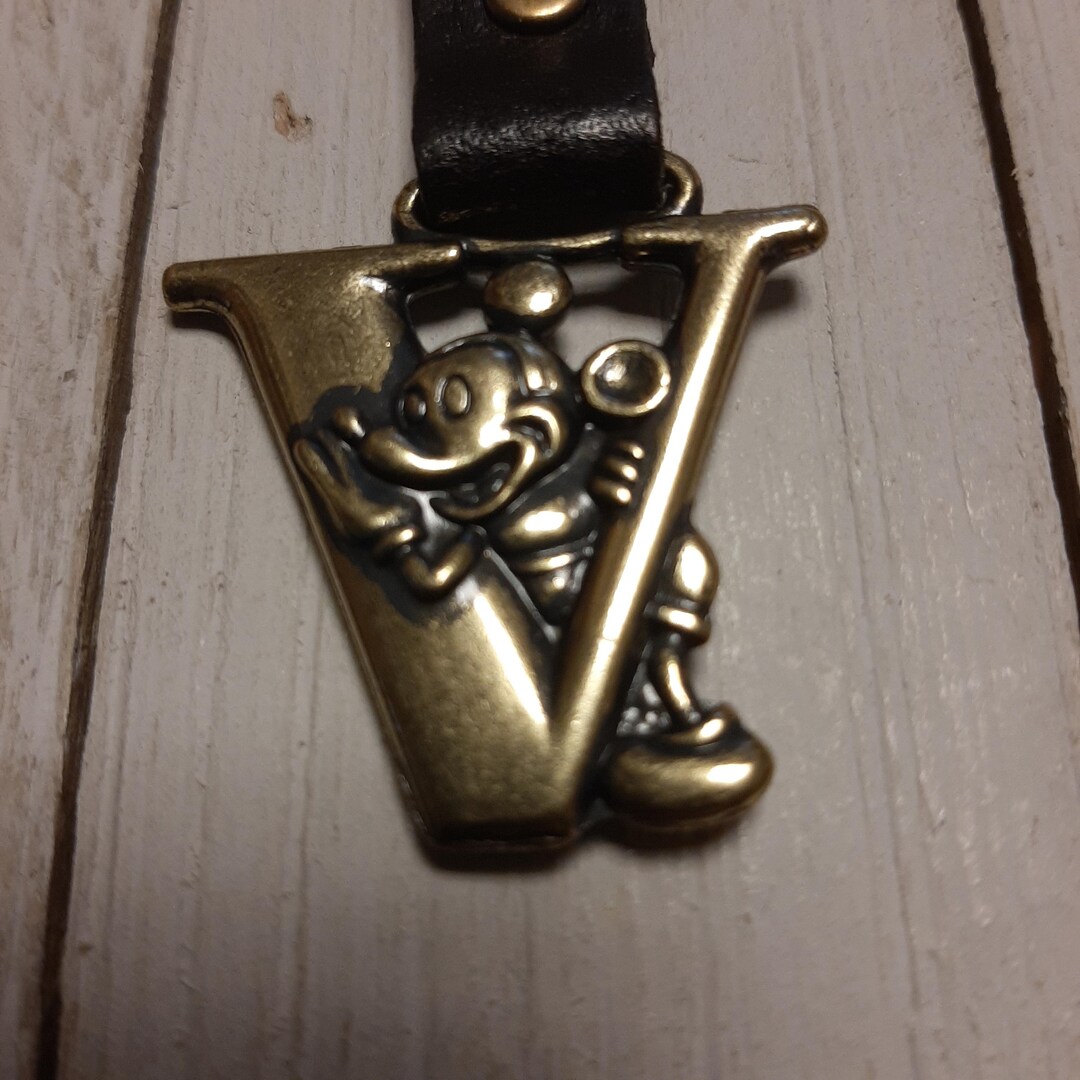Vintage 80s 90s Walt Disney Mickey Mouse Brass Keychain Big Letter ...