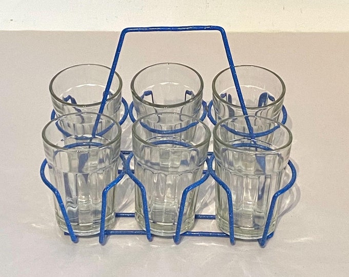 Indian Chai Glasses Set/6 With Wire Carrier - Etsy