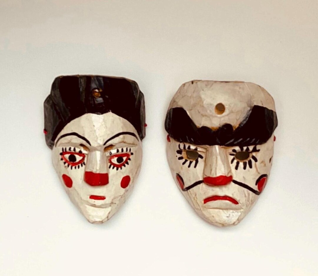 Guatemalan Carved Wooden Folkart Masks Set/2 ‘el Patrón’ and ‘la ...