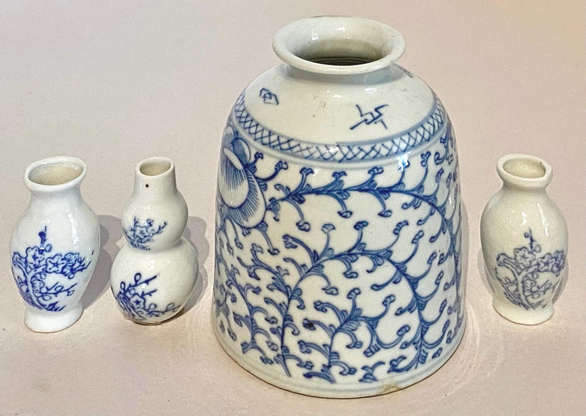Chinese Blue & White Ceramic Inkwell Pot - Etsy