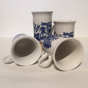 English Blue Willow Vintage Mugs Set 4 - Etsy