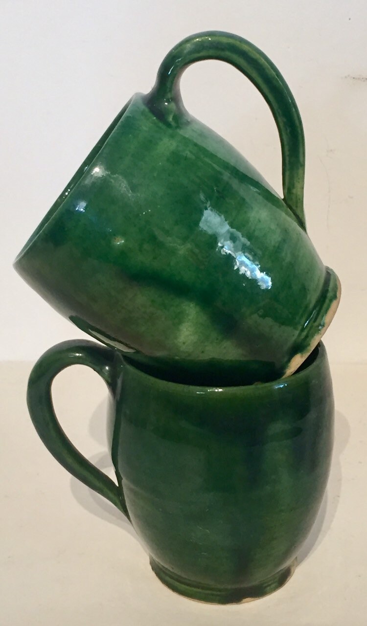 Mexican Green Drip-ware Ceramic Mugs Set/2 - Etsy