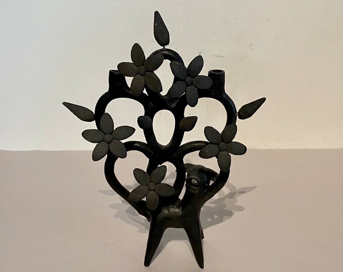 Mexican Oaxacan Black Clay Tree of Life Candleholder - Etsy